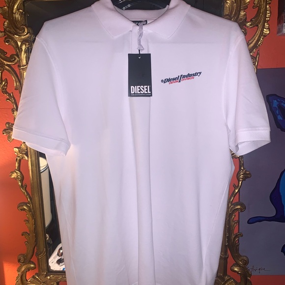 Diesel | Shirts | Diesel White Polo Shirt With Logo | Poshmark